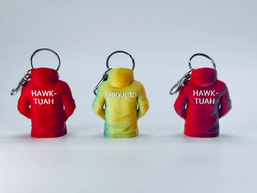 "HAWK-TUAH" パーカーキーホルダー（カスタマイズ可能） by ENIQUE3D MakerWorld：無料3Dモデルをダウンロード