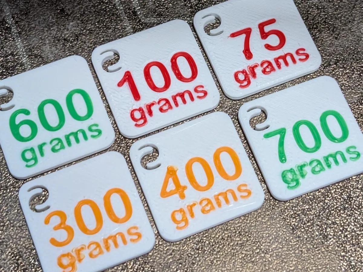 Swatch labels with weights for filament management - Free 3D Print ...