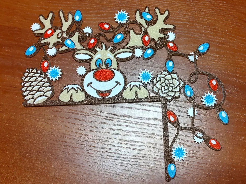 Christmas Reindeer Door Corner / Door Topper - Free 3D Print Model ...