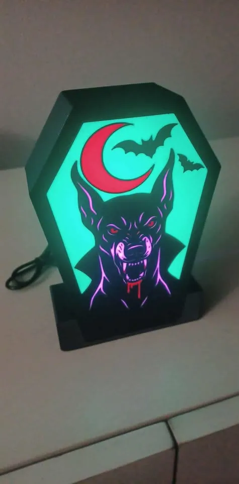 Vamp Doberman Coffin Lightbox by Josh MakerWorld: Download Free 3D Models