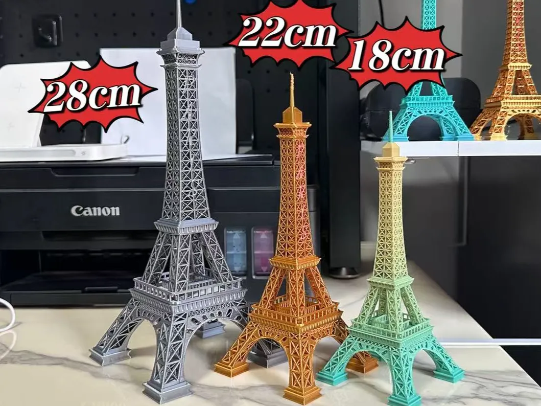Eiffelturm (Höhe 18 cm, 22 cm, 28 cm), einteilig ohne Stützen von 3D Miker MakerWorld ...