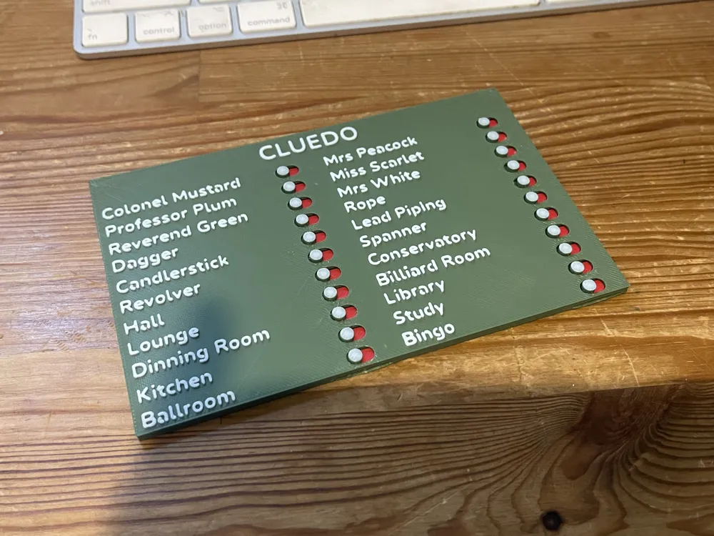 Reusable Cluedo / Clue Detective Notepad - Free 3D Print Model - MakerWorld
