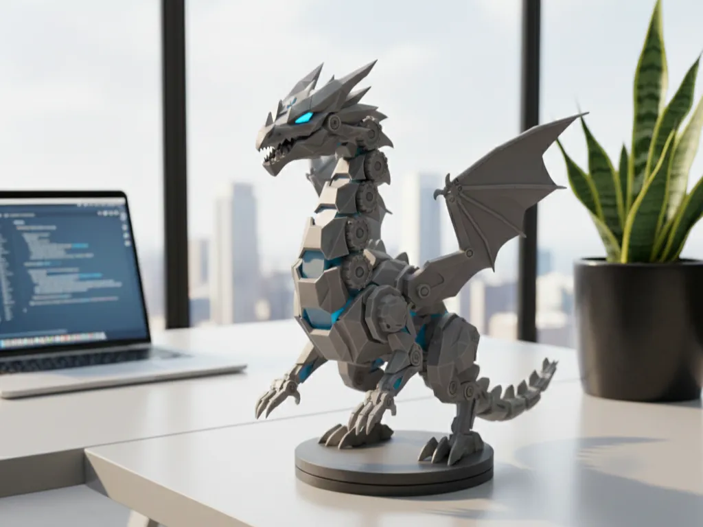 Cyber-Drake: High-Detail Mecha Dragon Sculpture - Free 3D Print Model ...