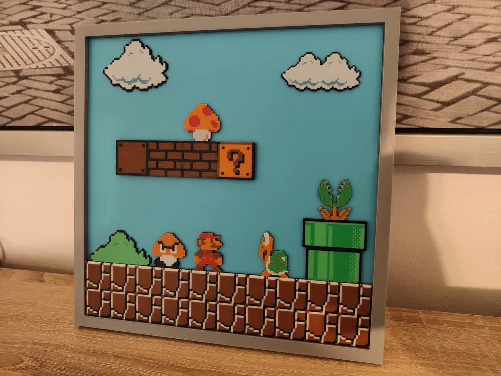 3D Retro Arcade Wallart Diorama Frame Game Mario - Free 3D Print Model ...