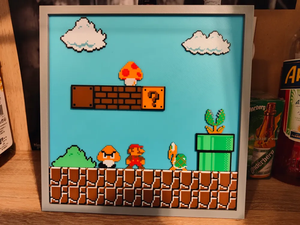 3D Retro Arcade Wallart Diorama Frame Game Mario - Free 3D Print Model ...