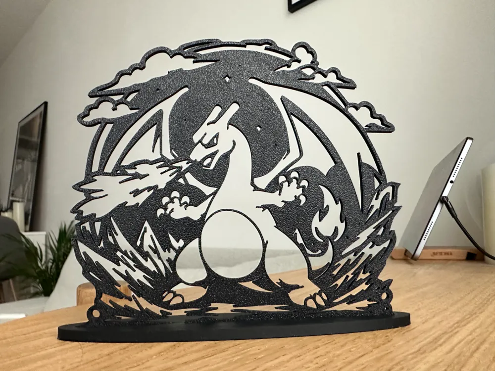 Charizard Pokemon Detailed 2D Silhouette Wall Art by BluB - MakerWorld