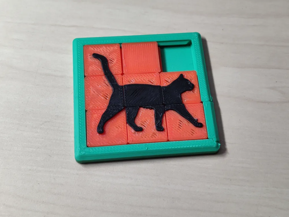 Cat Sliding Puzzle - Free 3D Print Model - MakerWorld