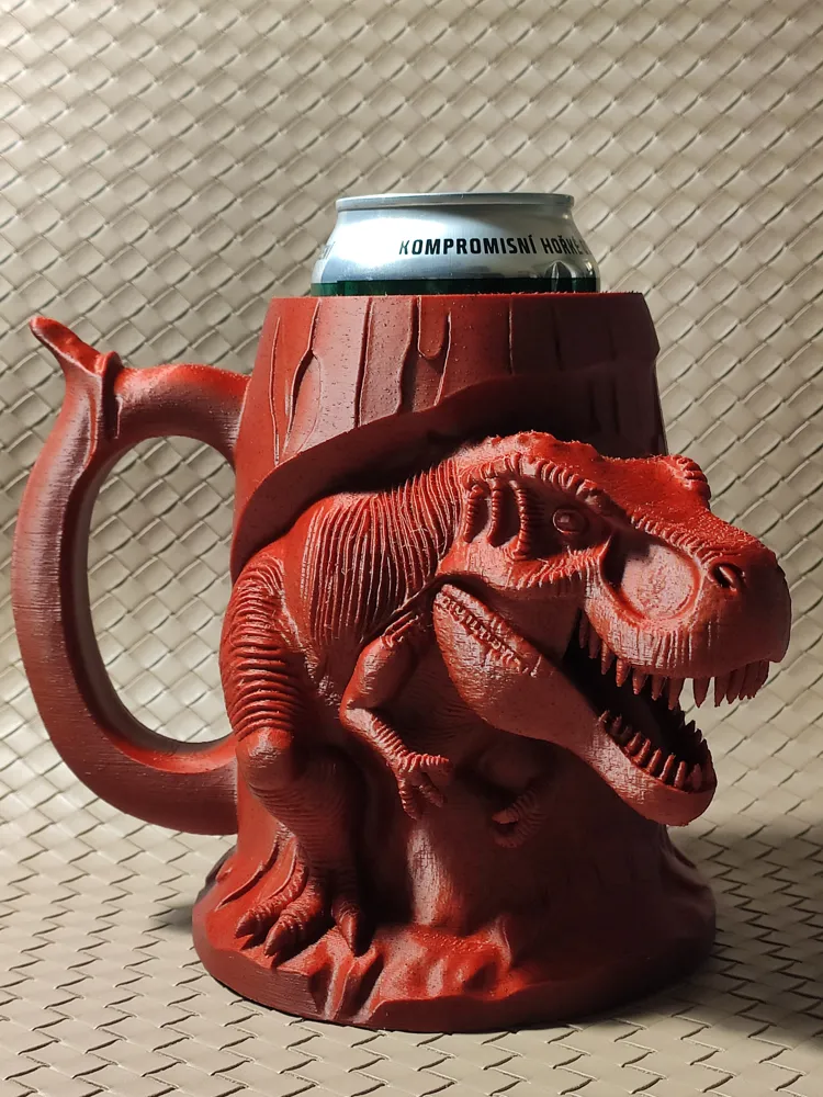 T-Rex Can Holder / Beer mug by RUMcajz MakerWorld: Download Free 3D Models