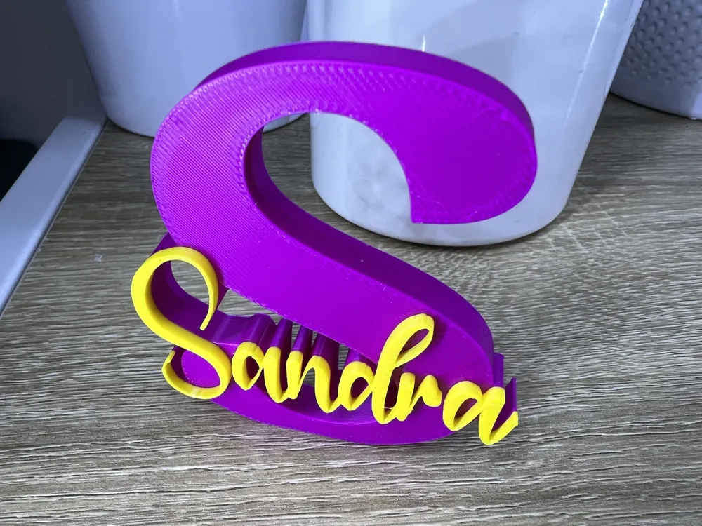 SANDRA name ornament initial nameplate sign by meetoo333 MakerWorld ...