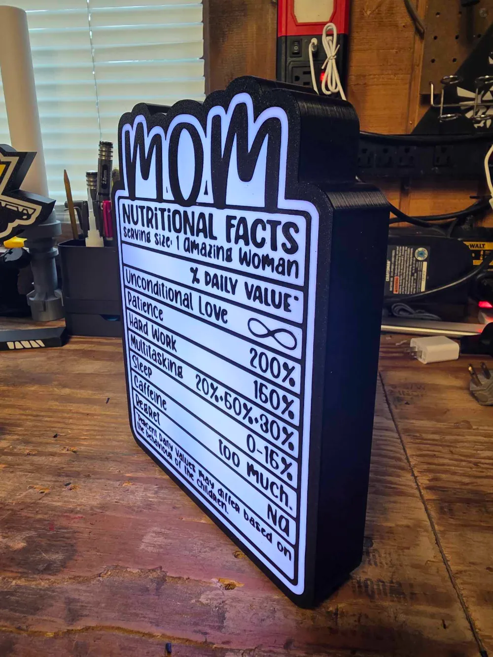 Mothers Day Lightbox - Mom Nutritional Facts by Nik - MakerWorld