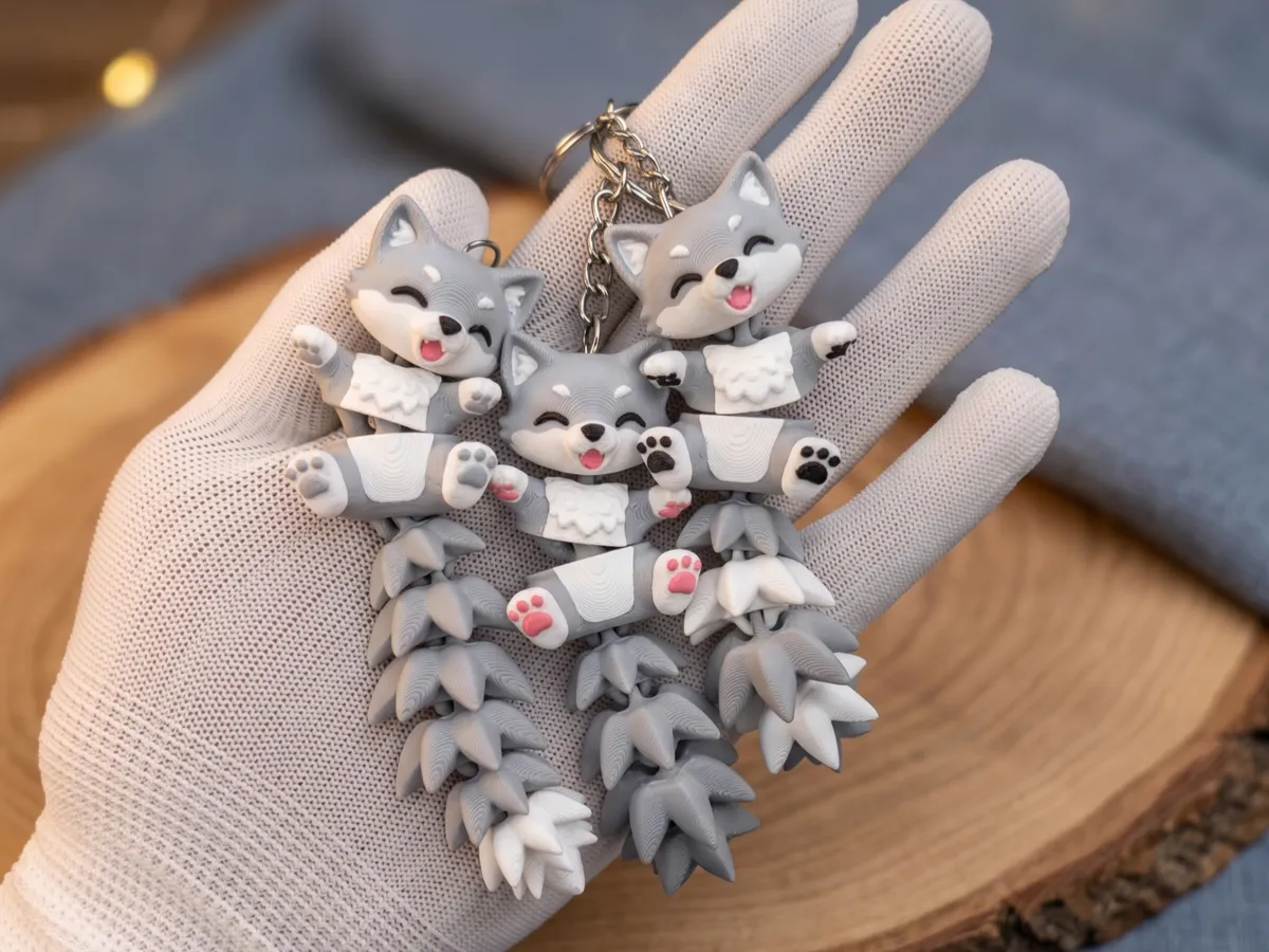 Fluffy Tail Cute Flexi Wolf - Toy / Keychain - Free 3D Print Model ...