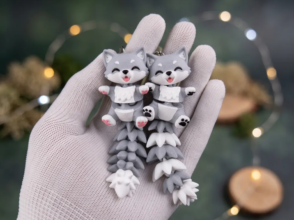 Fluffy Tail Cute Flexi Wolf - Toy / Keychain - Free 3D Print Model ...