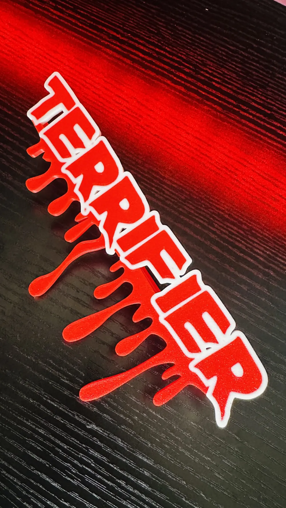 “Terrifier” Shelf Logo Dripping Blood Display - Free 3D Print Model ...
