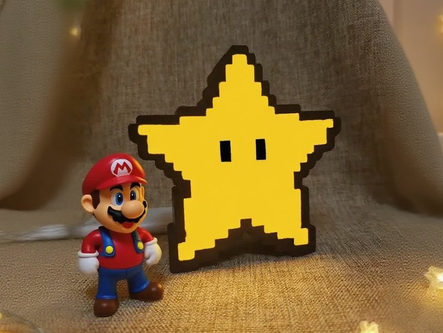 Super Mario Star Pixel Lamp Ornament by 早点睡 MakerWorld: Download Free 3D Models