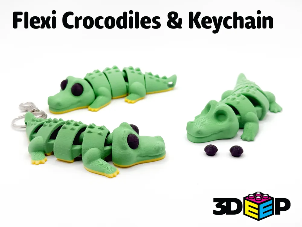 Flexi Crocodile & Keychain - No Support needed - Free 3D Print Model ...