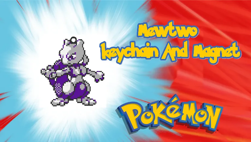 Mewtwo Pixel Pokédex Keychain and Magnet by Juanill0 - MakerWorld