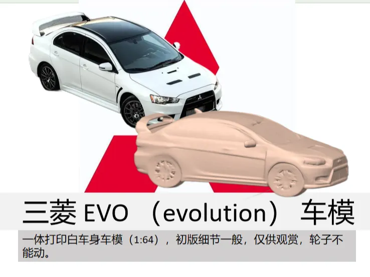 Mitsubishi EVO model car, 1:64 scale, small and cute, with supports 14g ...