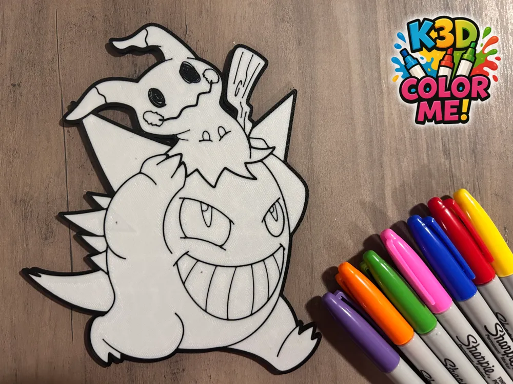 Pokemon Gengar and Mimikyu Color Art by K3DPrint MakerWorld: Download ...