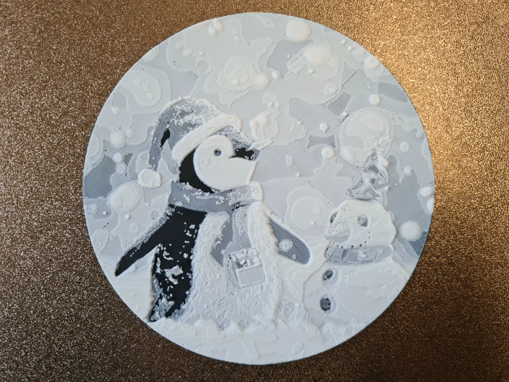 Christmas penguin with snowman by NL Roy - MakerWorld