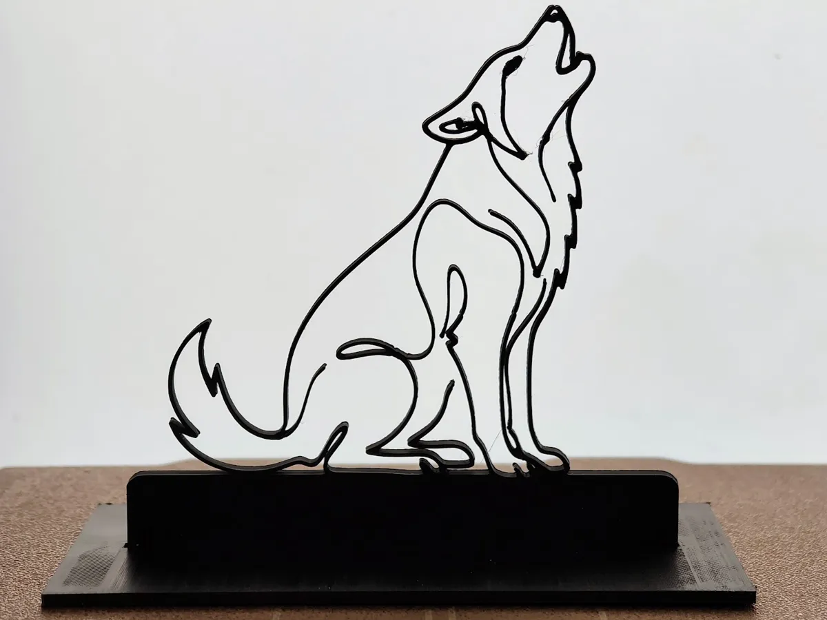 Howling Wolf Minimalist Line Art Statue & Wall Art - Free 3D Print ...