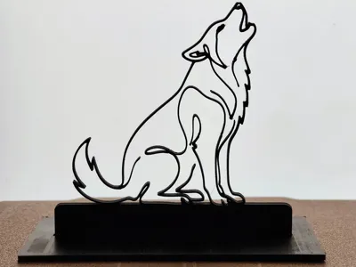 Howling Wolf Minimalist Line Art Statue & Wall Art - Free 3D Print ...