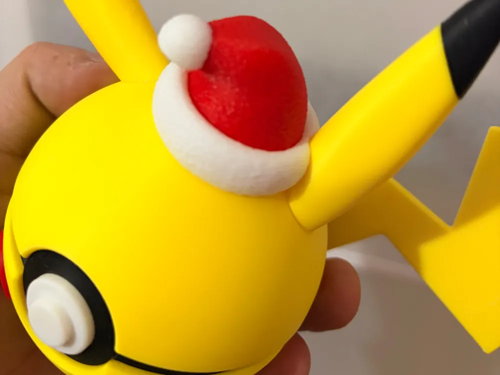 Santa Hat @N3D #25 Pikachu Pokeball - Free 3D Print Model - MakerWorld