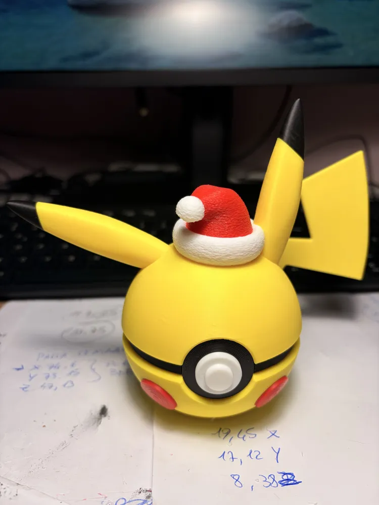 Santa Hat @N3D #25 Pikachu Pokeball - Free 3D Print Model - MakerWorld
