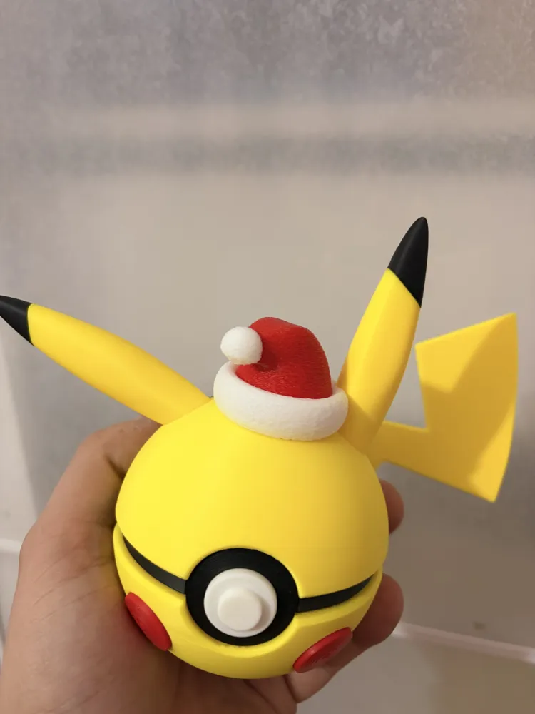 Santa Hat @N3D #25 Pikachu Pokeball - Free 3D Print Model - MakerWorld