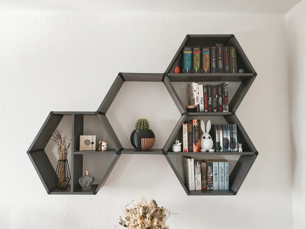 Prateleira Hexagonal – Sistema Modular de Parede - Modelo gratuito para ...