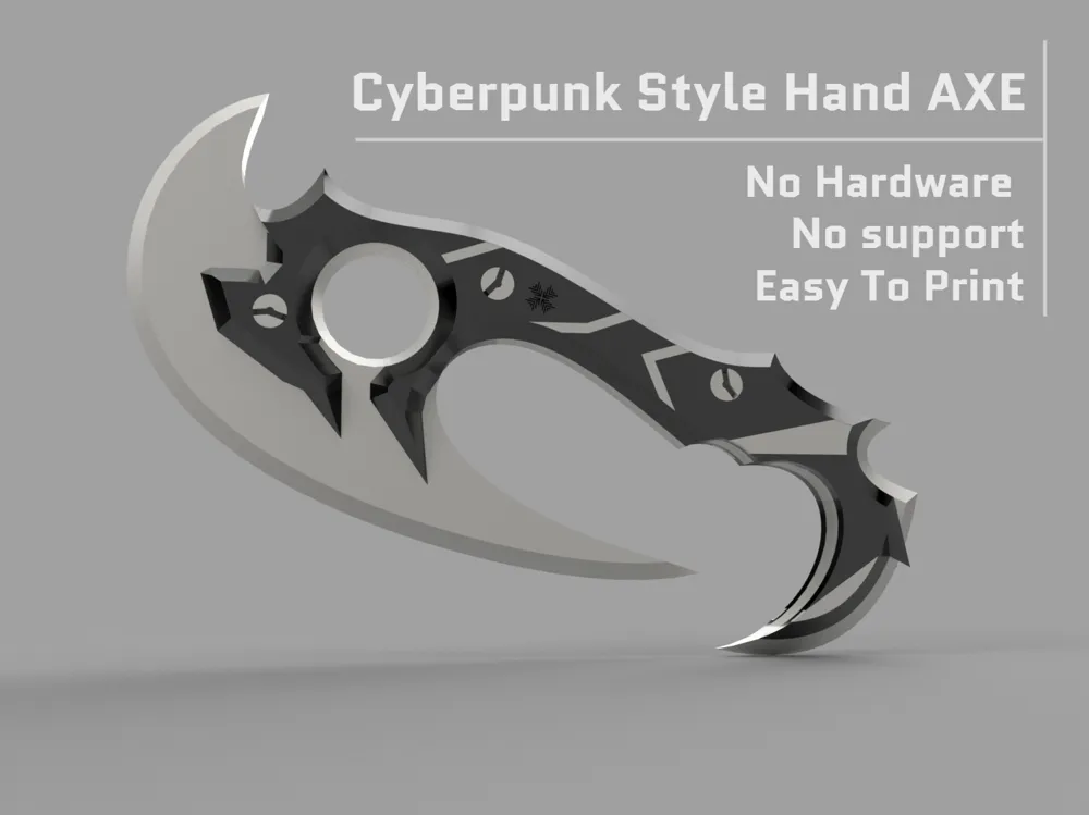 Cyberpunk style hand axe tactical axe by 智艺工坊 - MakerWorld