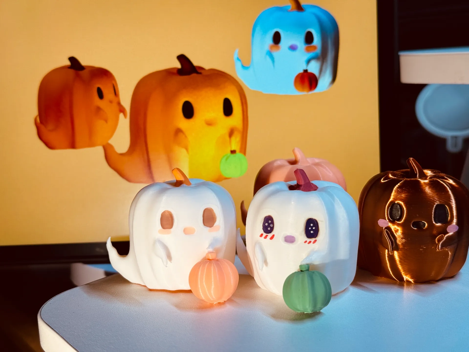 Cute Halloween Pumpkin Ghost by CYUC MakerWorld: Download Free 3D Models