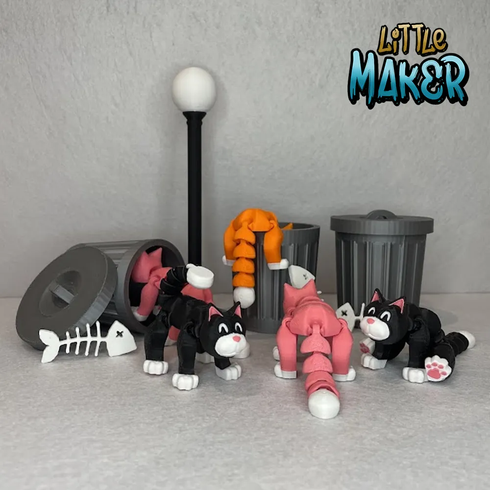 Flexi Stray Cat & Street Scenery - Free 3D Print Model - MakerWorld