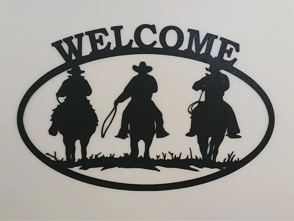 Welcome Sign Cowboys Silhouette Wall Art - Free 3D Print Model - MakerWorld