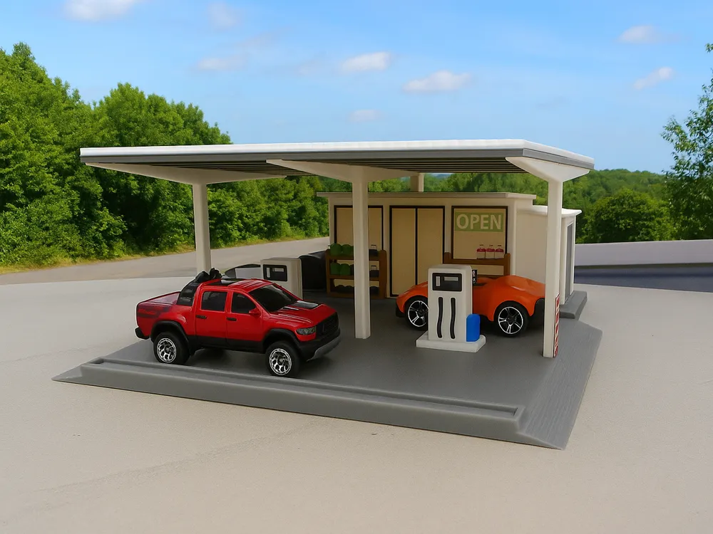 Gas station 1:64 - Free 3D Print Model - MakerWorld
