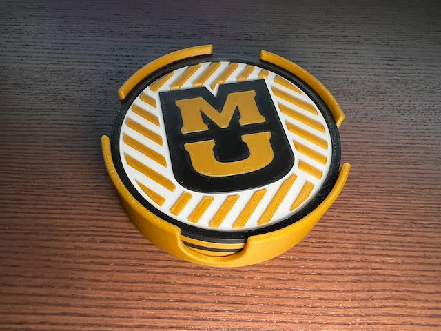 Stacked MU Logo Coaster with Elegant Caddy - Mizzou Tigers Collection ...