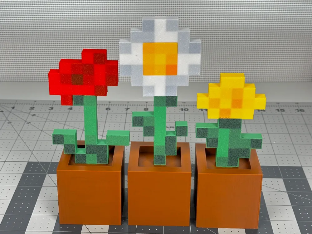 Minecraft Flowers Flat by create3d.co MakerWorld: Download Free 3D Models
