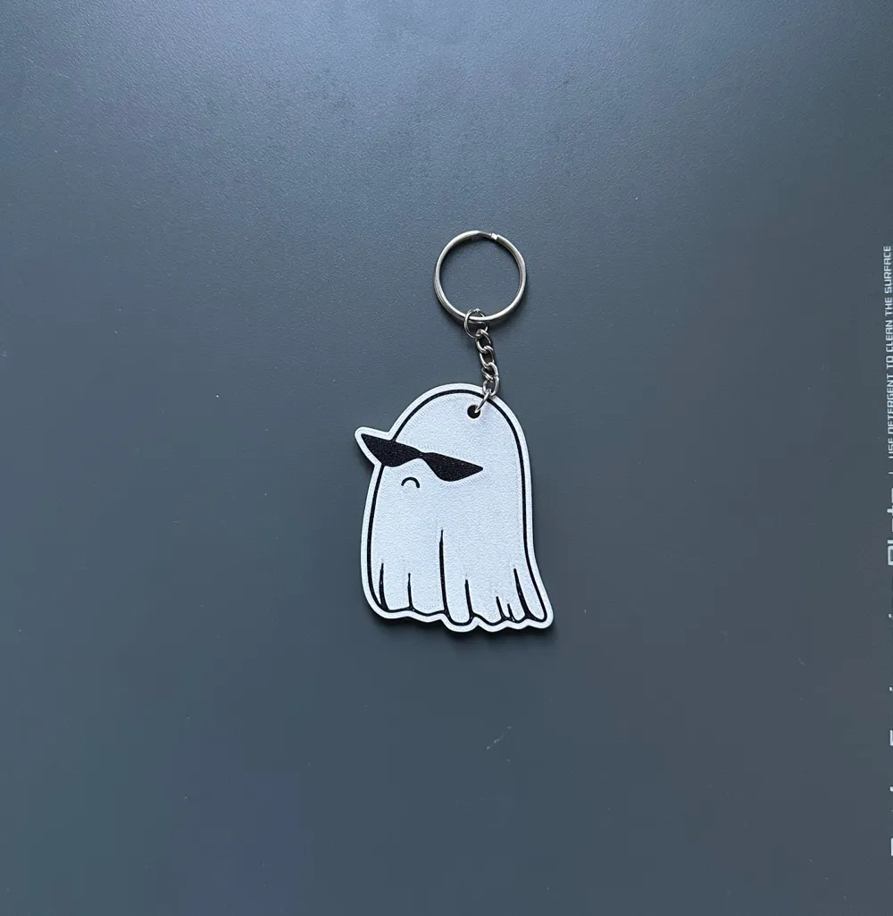 Sad Cool Ghost Keychain by Black Glovz - MakerWorld