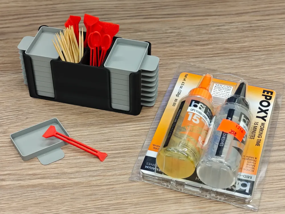 Epoxy Resin tray with holder and spatula, ver. 2 by SeltinoCZ - MakerWorld