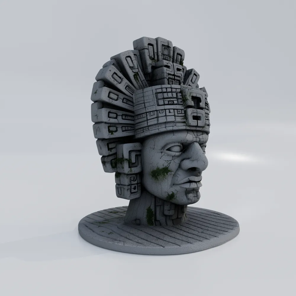 Mayan Ajaw Bust Sculpture | Maya Ruins Environment - Free 3D Print ...