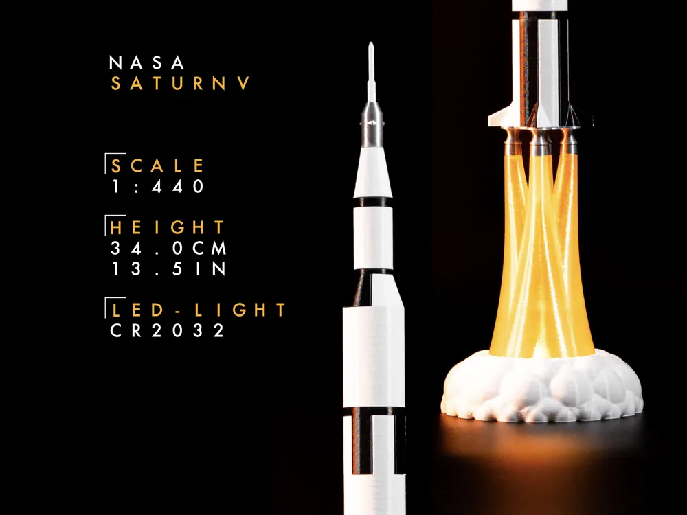 NASA Saturn V - Moon Rocket Lamp (no AMS needed) by AdrianS MakerWorld ...