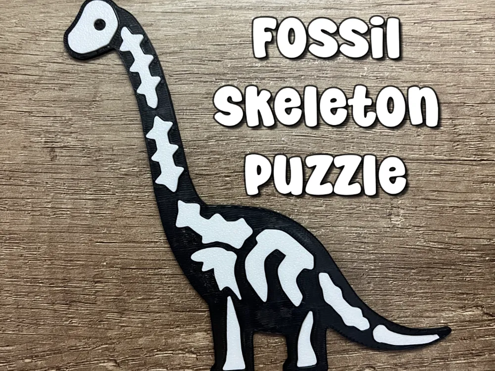 Brachiosaurus - dinosaur fossil - skeleton puzzle by FRTO - MakerWorld