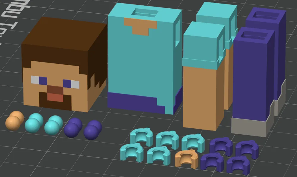 Minecraft Steve articulated (incl. multi-color) by ErcuMaglor - MakerWorld
