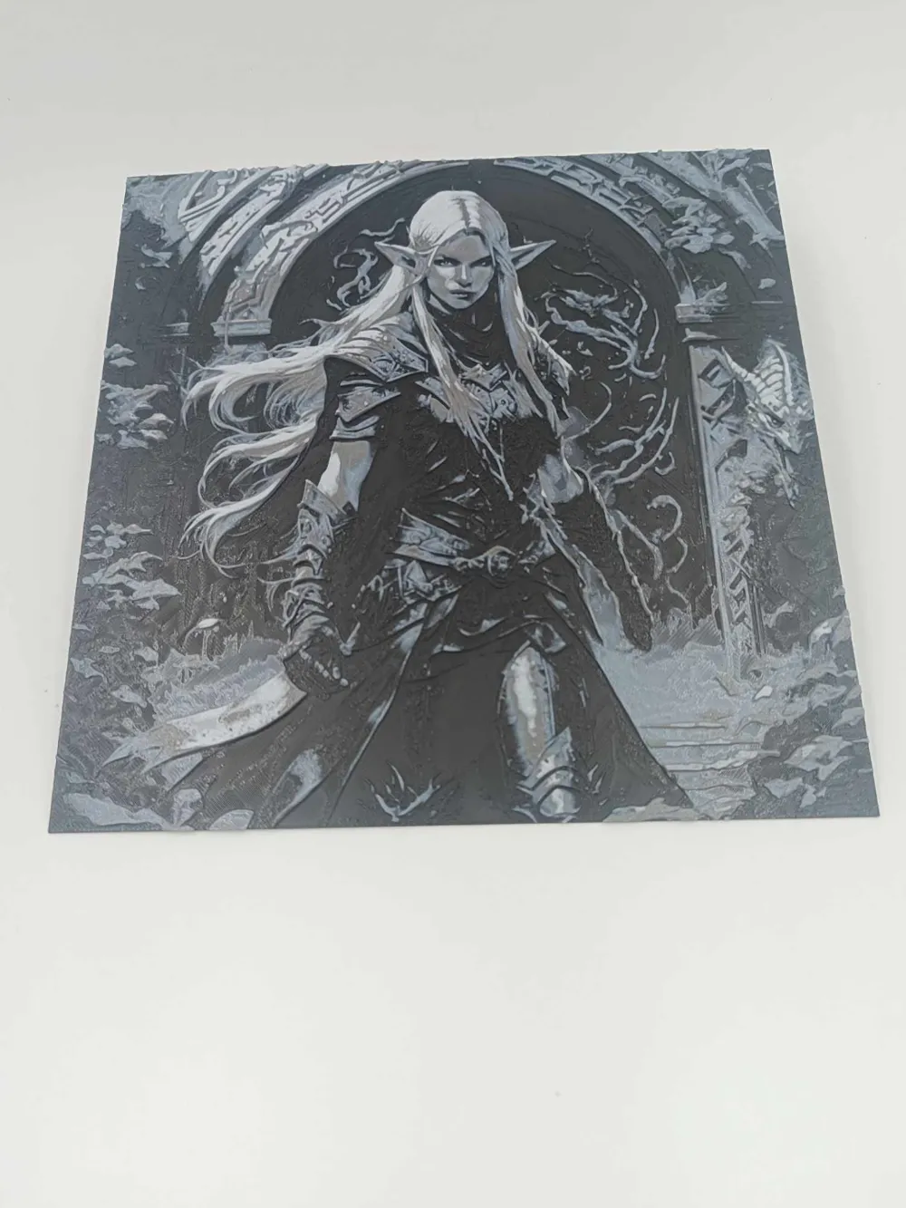 Elven Female DnD Warrior- Hueforge RPG 200x200 by drakeforge3d - MakerWorld