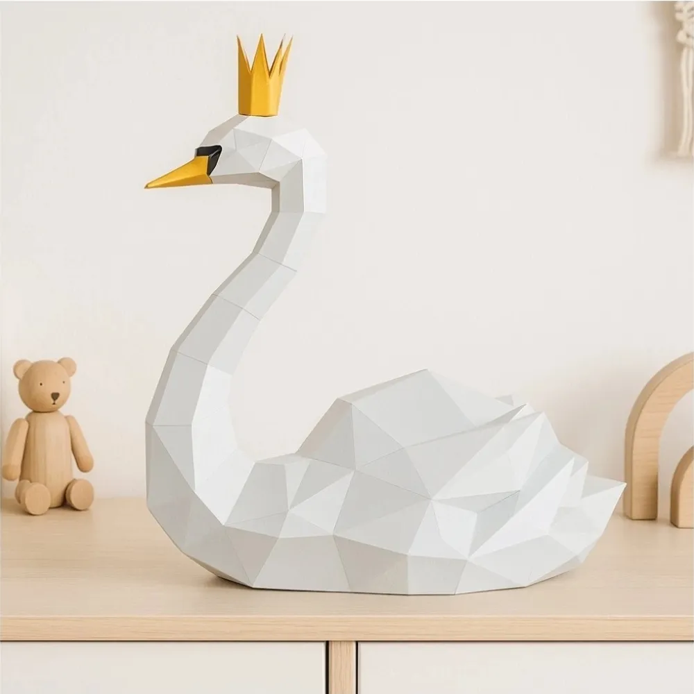Low poly Swan with golden crown - Free 3D Print Model - MakerWorld