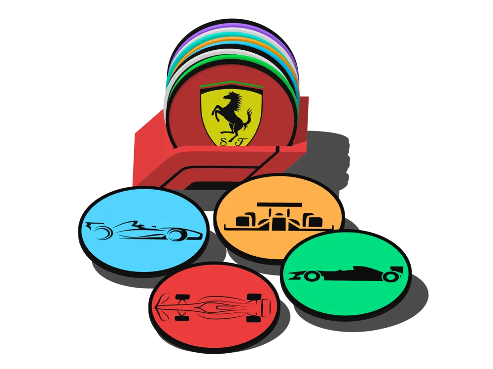 Formula 1 Coasters with Holder by DCprint - MakerWorld