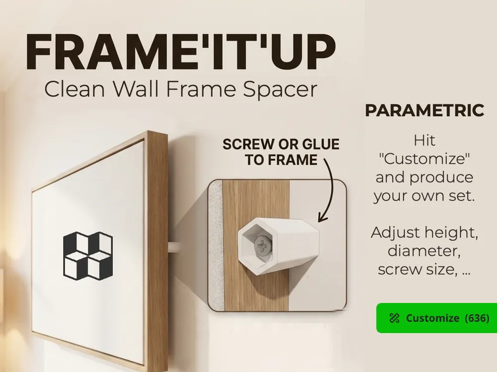 Wall Frame Spacer - Parametric - batch making - Free 3D Print Model ...