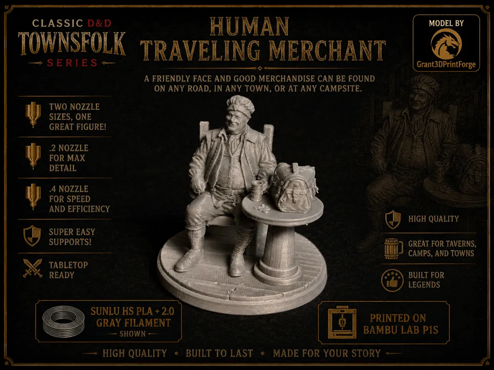 Classic D&D Townsfolk - Human Traveling Merchant - Free 3D Print Model ...