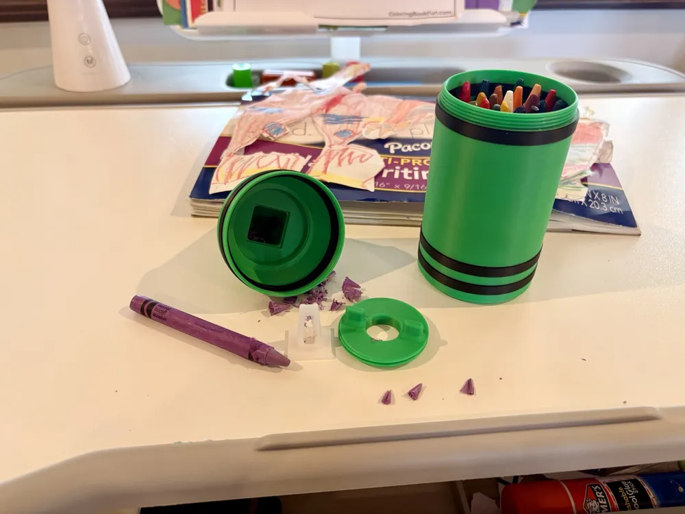 Crayon Storage Container With Sharpener - Free 3D Print Model - MakerWorld