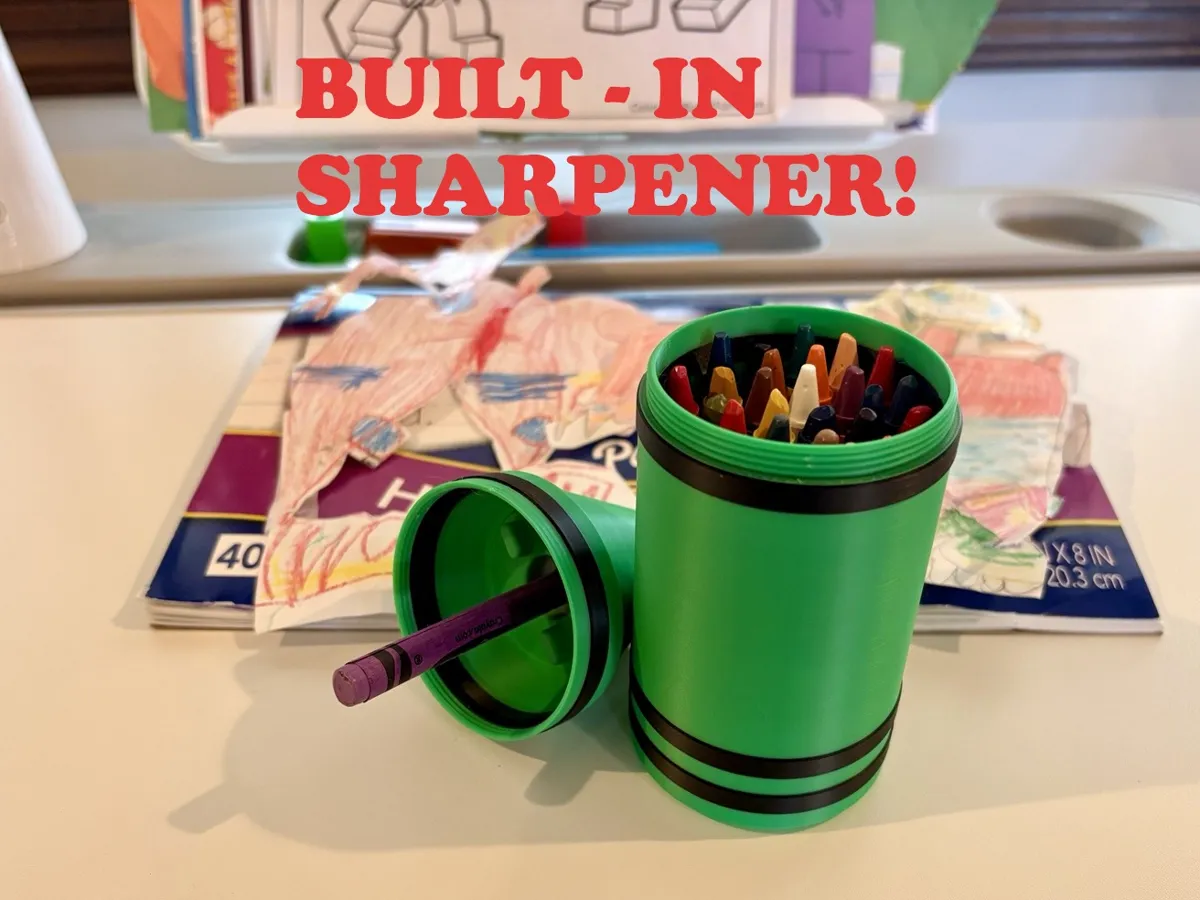 Crayon Storage Container With Sharpener - Free 3D Print Model - MakerWorld