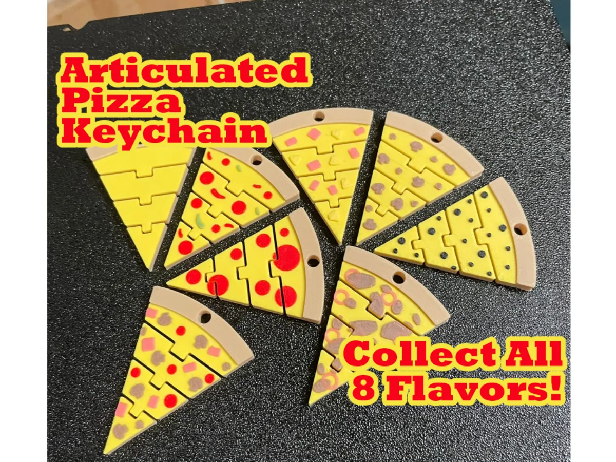 Articulated Pizza Slice Keychain Variety Pack Free 3d Print Model